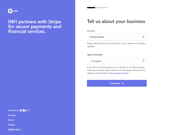 Get started-Register Your Stripe Account – INFI